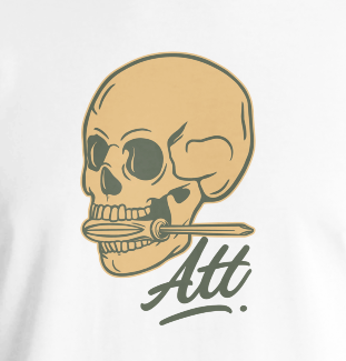 Addicted to tools skull logo large front beige ATT