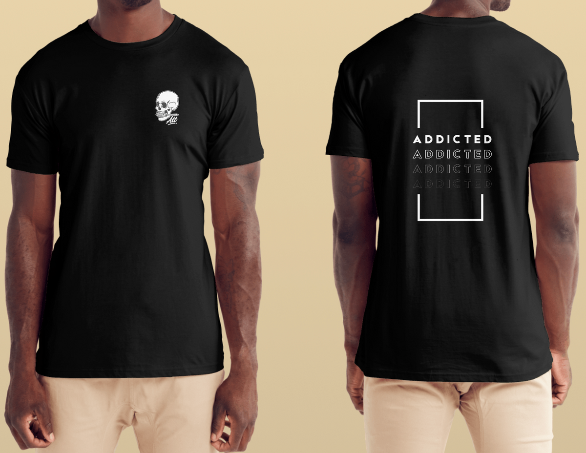 Addicted to tools corner skull logo addicted on back